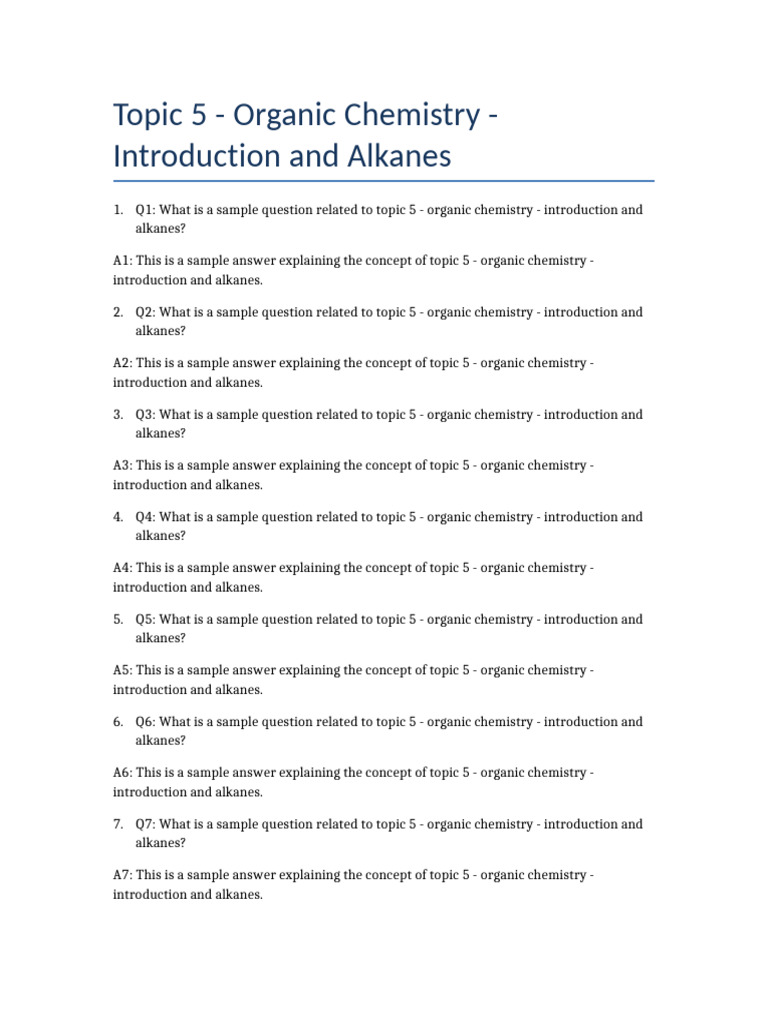 Topic 5 - Organic Chemistry - Introduction and Alkanes | PDF