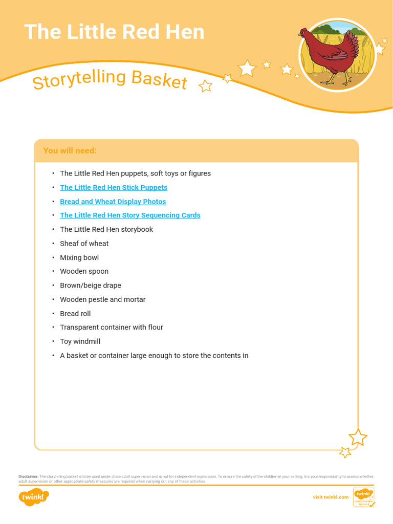 The Little Red Hen Storytelling Basket | PDF