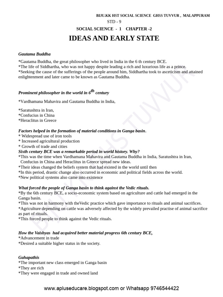 A+ Blog-Std-9-Social Science-I-Chapter-2-Ideas and Early States - Notes ...