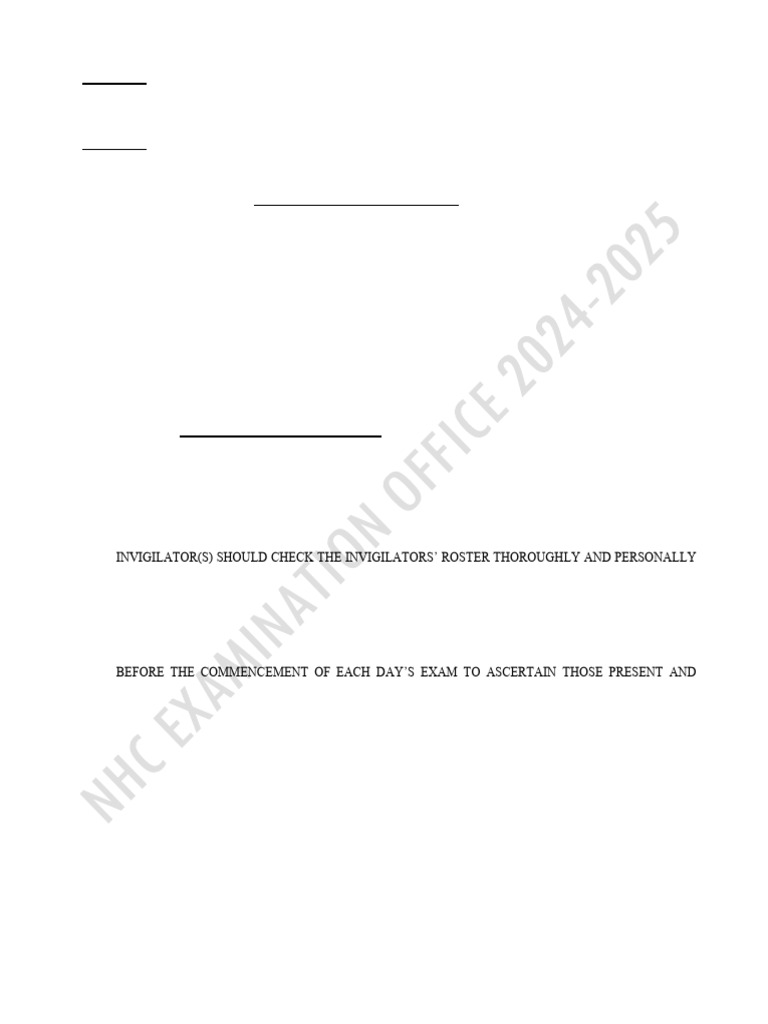 2024/2025 Exam Invigilation Guidelines | PDF