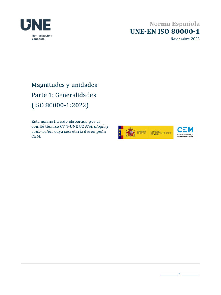 Une-En Iso 80000-1 2023 | PDF | Sistema Internacional de Unidades ...