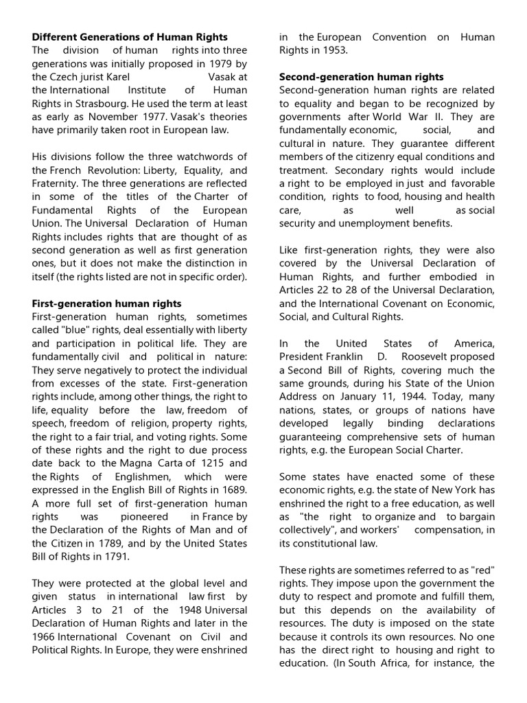 03 Different Generations of Human Rights | PDF | Human Rights | Justice