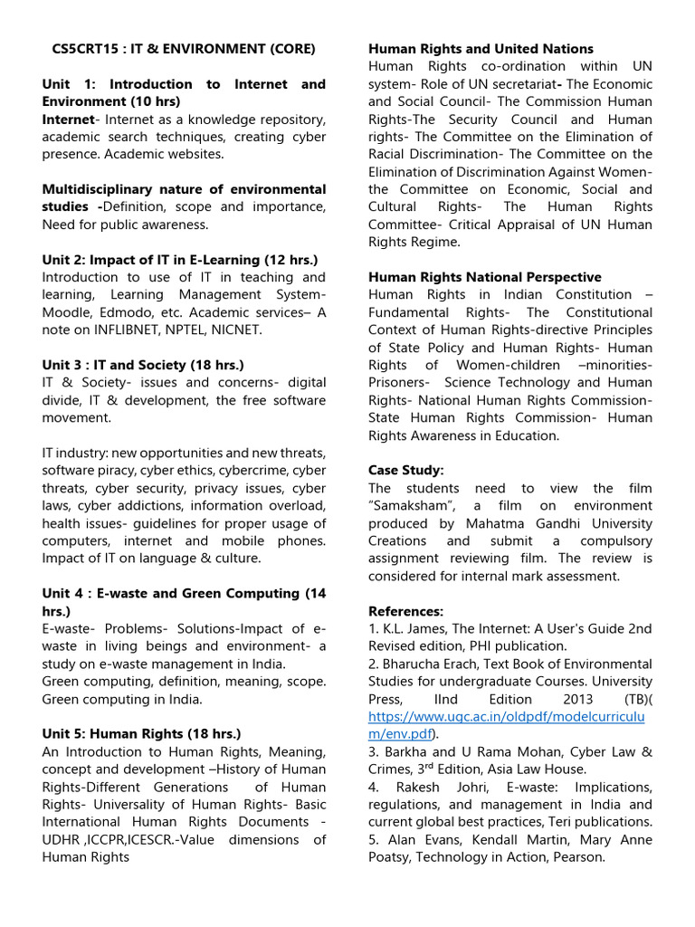 IT and Environment Module 1 | PDF | Environmental Degradation | Natural ...