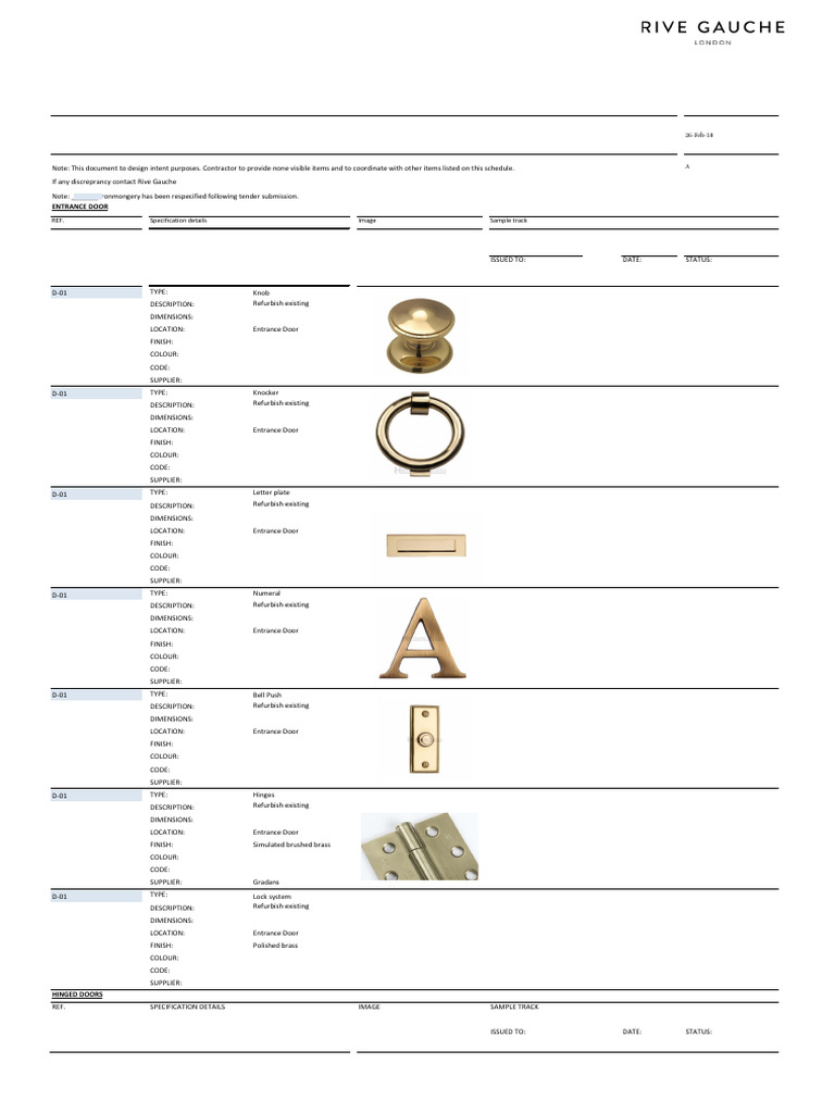 Ironmongery Schedule for Cadogan Gardens | PDF