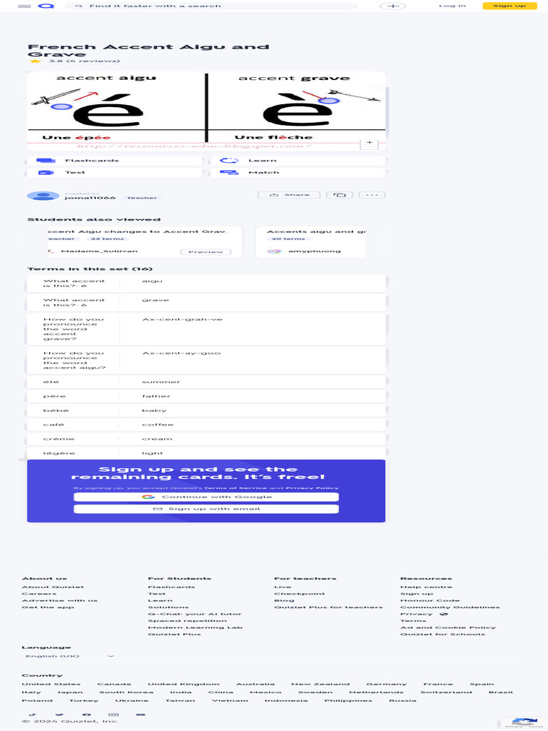 Diagram of French Accent Aigu and Grave Quizlet | PDF | Learning Methods | Learning