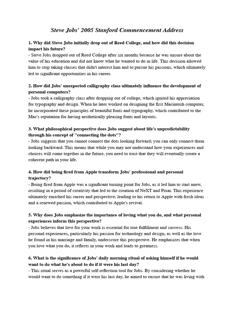 Steve Jobs' 2005 Stanford Commencement Address | PDF | Steve Jobs | Love