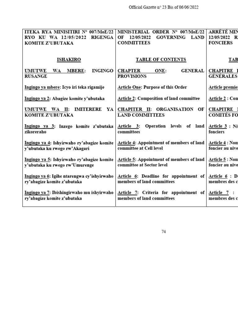 Ministerial Order on Land Committees | PDF | Governance | Meetings