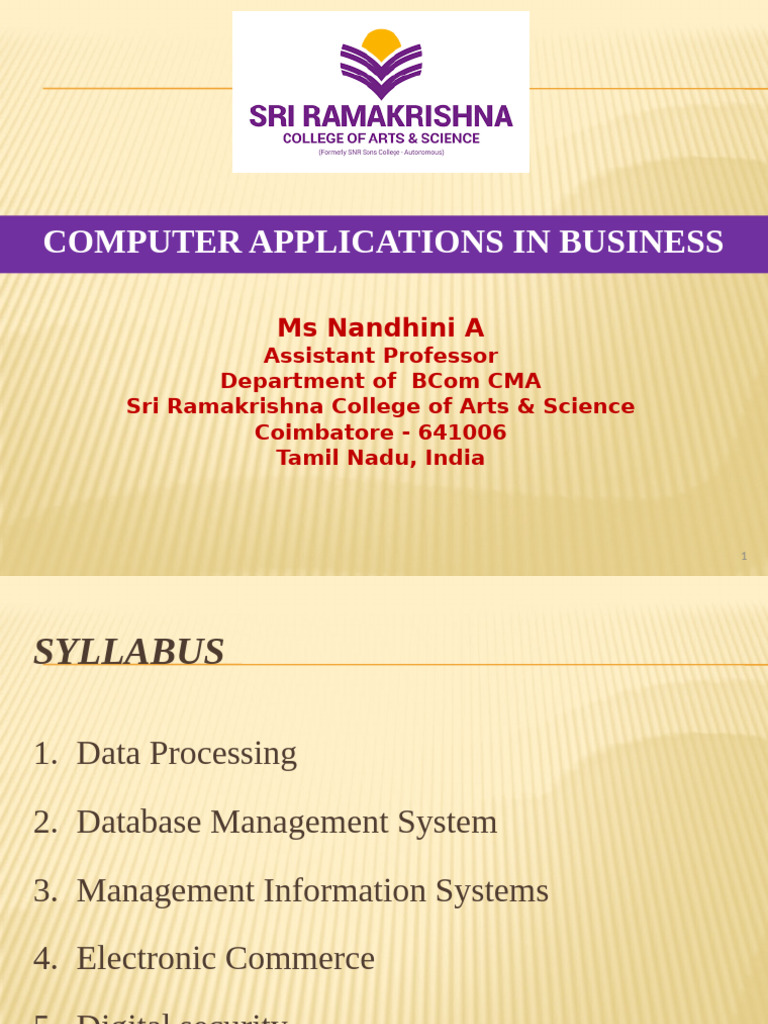 CAB - U1 - Introduction To Computer Applications in Business | PDF