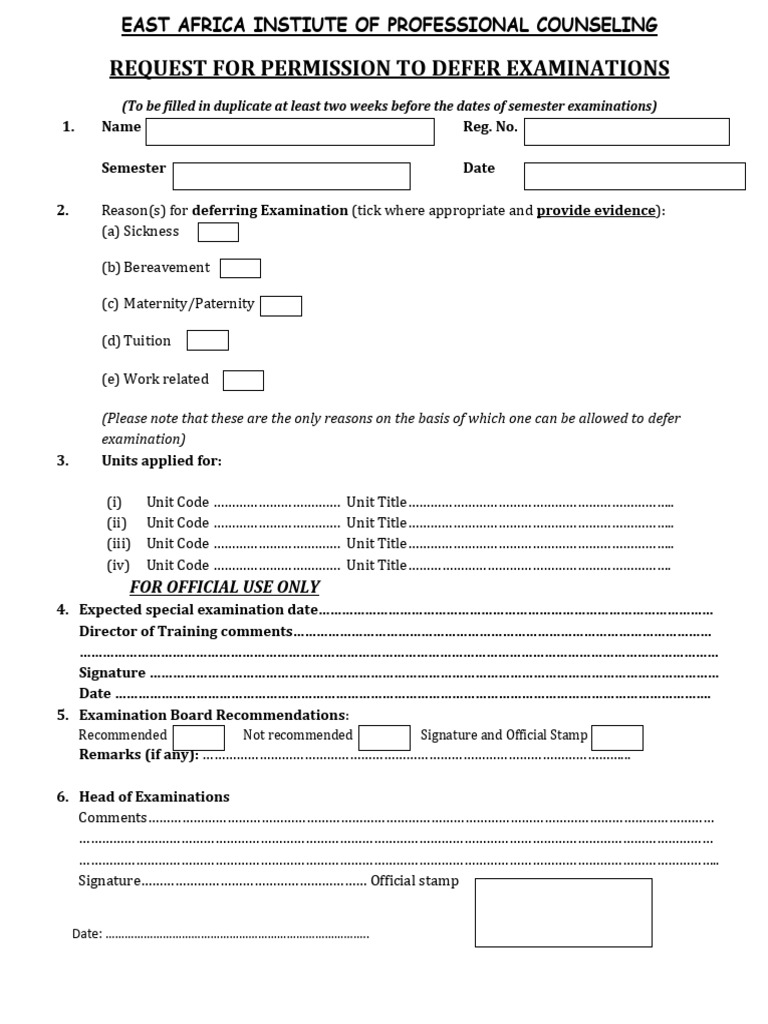 Exam Deferement Forms | PDF