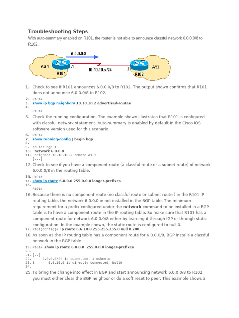Troubleshooting Steps OF BGP | PDF | Routing | Router (Computing)