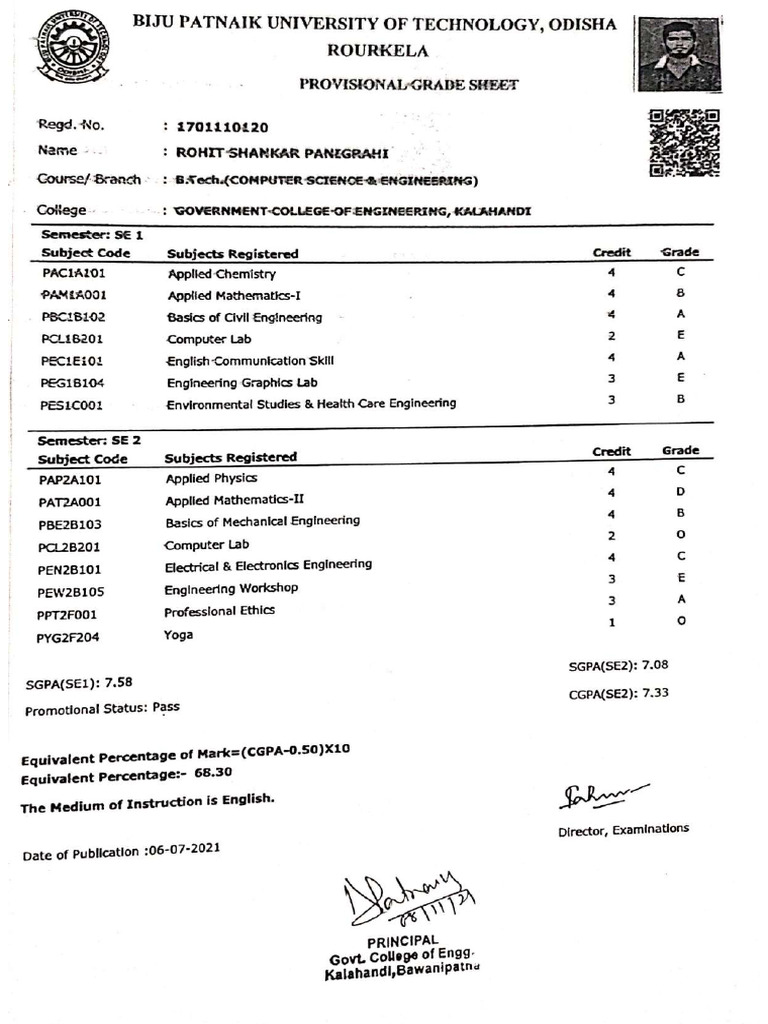 Btech Marksheet | PDF