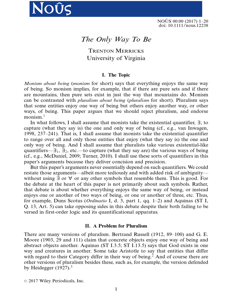 Monism vs. Pluralism in Existence | PDF | Pluralism (Political ...