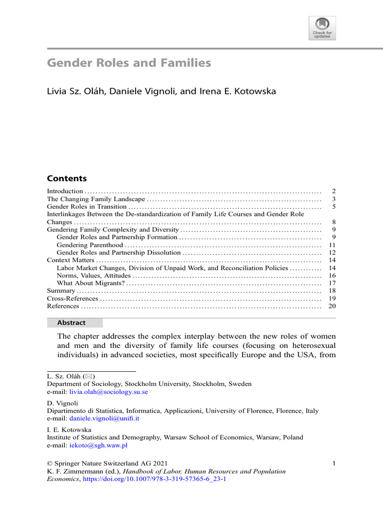 Gender Roles in Modern Families | PDF | Family | Gender Role