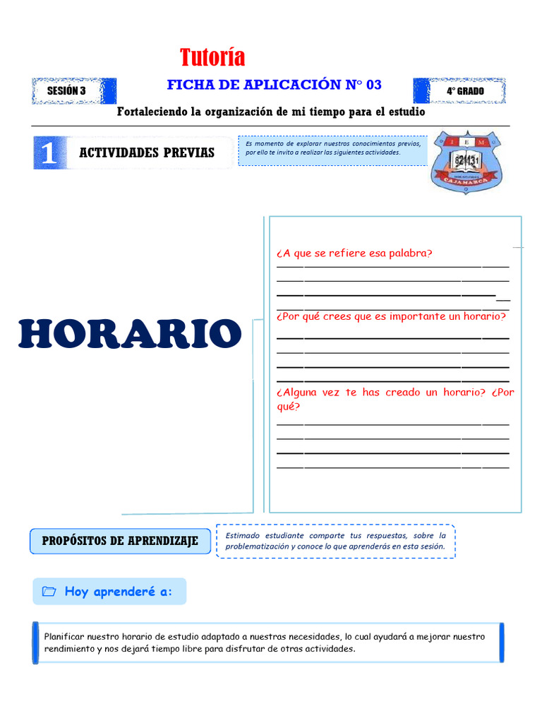 3.tutoria. Actividad | PDF | Gestión del tiempo | Habilidades profesionales