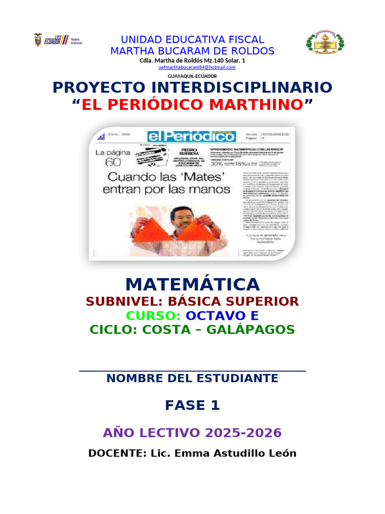 Matem. Proyecto 8vo. FASE 1 | PDF | Número Real | Información