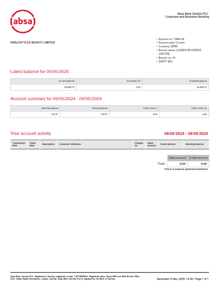 Acc Activity 20240509 20240509 | PDF | Banks | Overdraft
