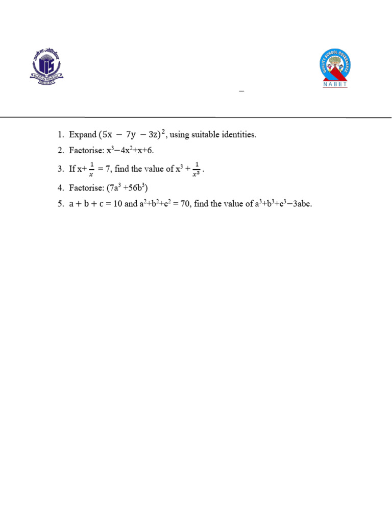 Class 9 Home Assignment - 2 (Polynomials) | PDF