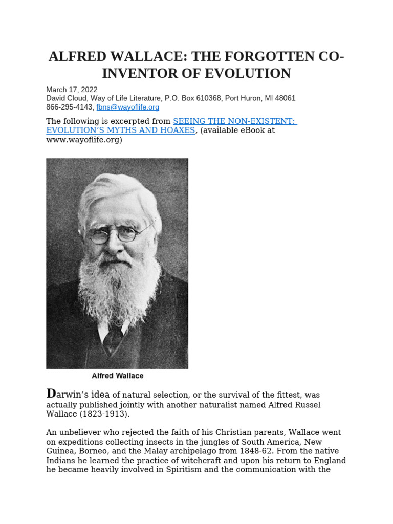 Alfred Wallace: Co-Inventor of Evolution | PDF | Charles Darwin ...