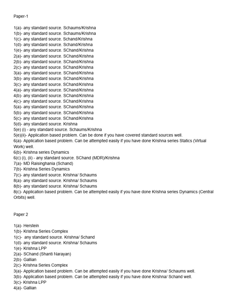 Mathematics Optional Questions Sources CSE 2024 | PDF