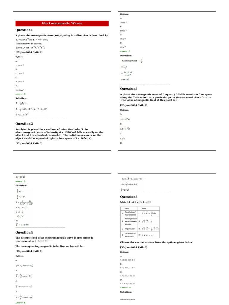 EM Waves | PDF | Electromagnetic Radiation | Waves