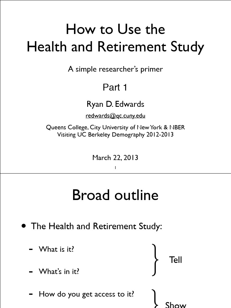 Guide to the Health and Retirement Study | PDF