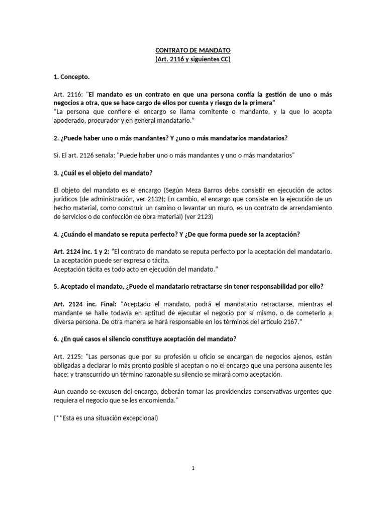 Contrato de Mandato | PDF | Poder legal | Consentimiento