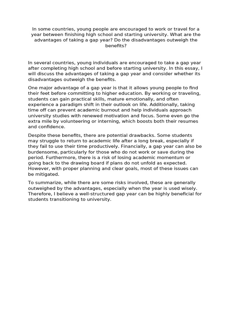 IELTS Writing Practice - Taking A Gap Year | PDF