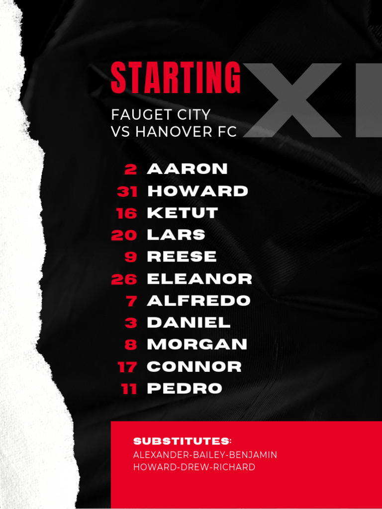 Modern Red Black Football Line Up Instagram Post | PDF