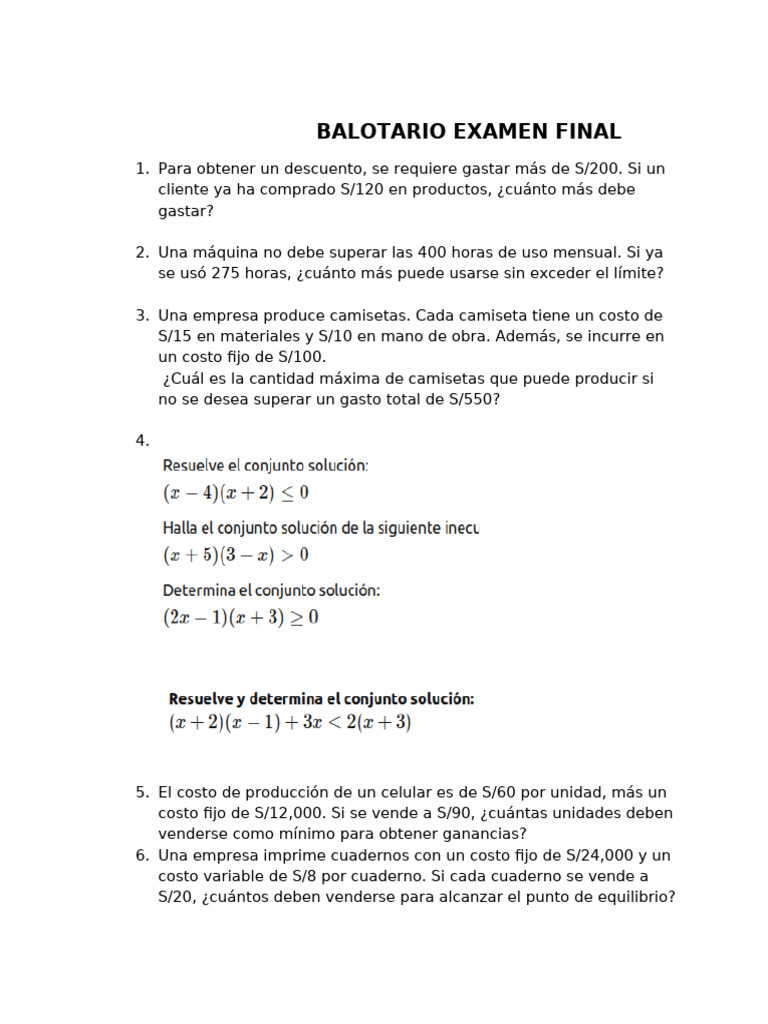 Balotario Final - Mate I | PDF | Rotación | Geometría euclidiana