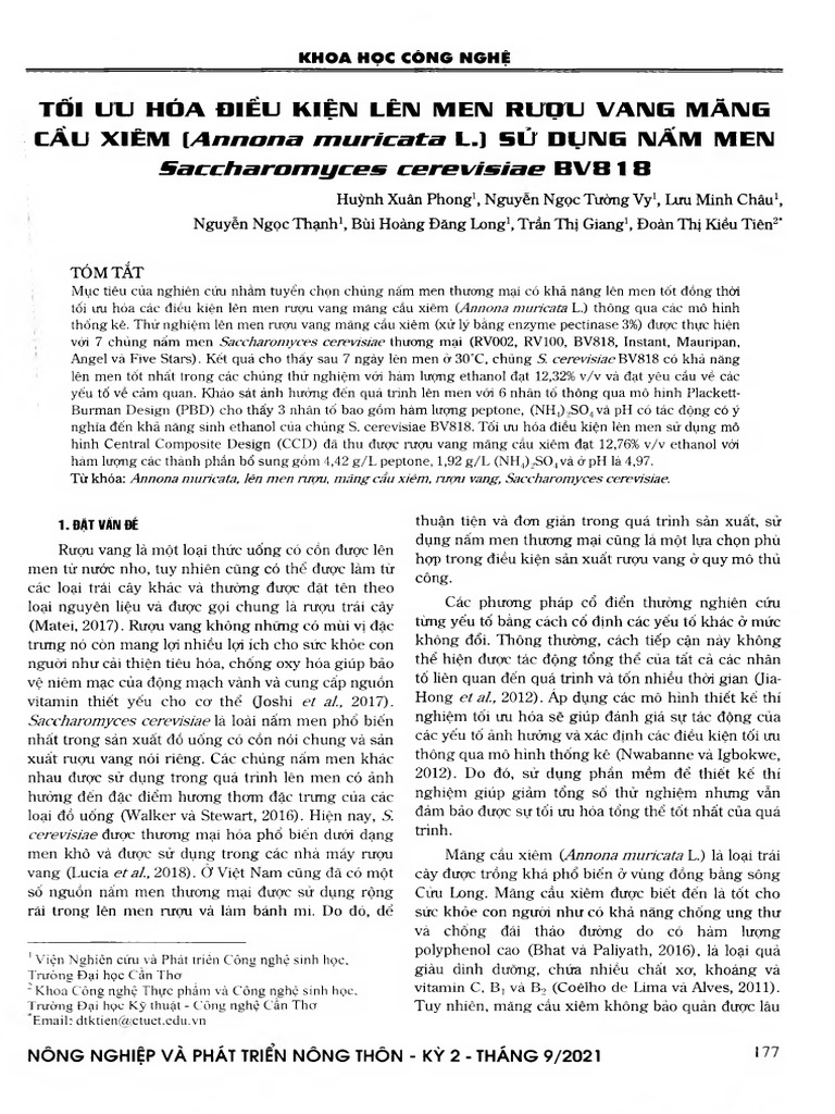 Tối Ưu Hóa Lên Men Mãng Cầu | PDF