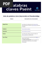 Palabras Clave en PSeInt | PDF | Tipo de datos | Algoritmos