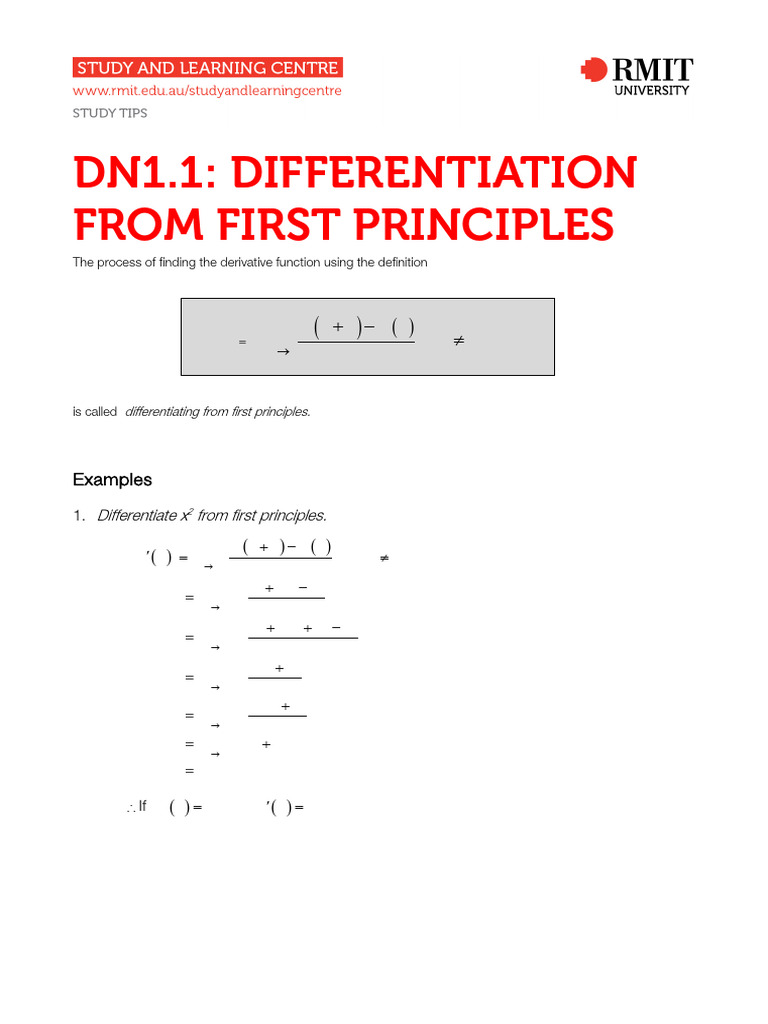 Differentiation From First Principles | PDF | Derivative | Mathematical Analysis