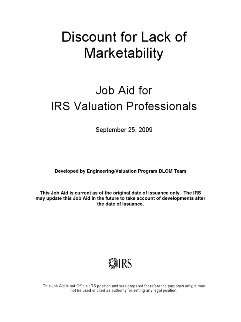 Dlom Analysis Presentation From The IRS 2009 | PDF | Business Valuation ...