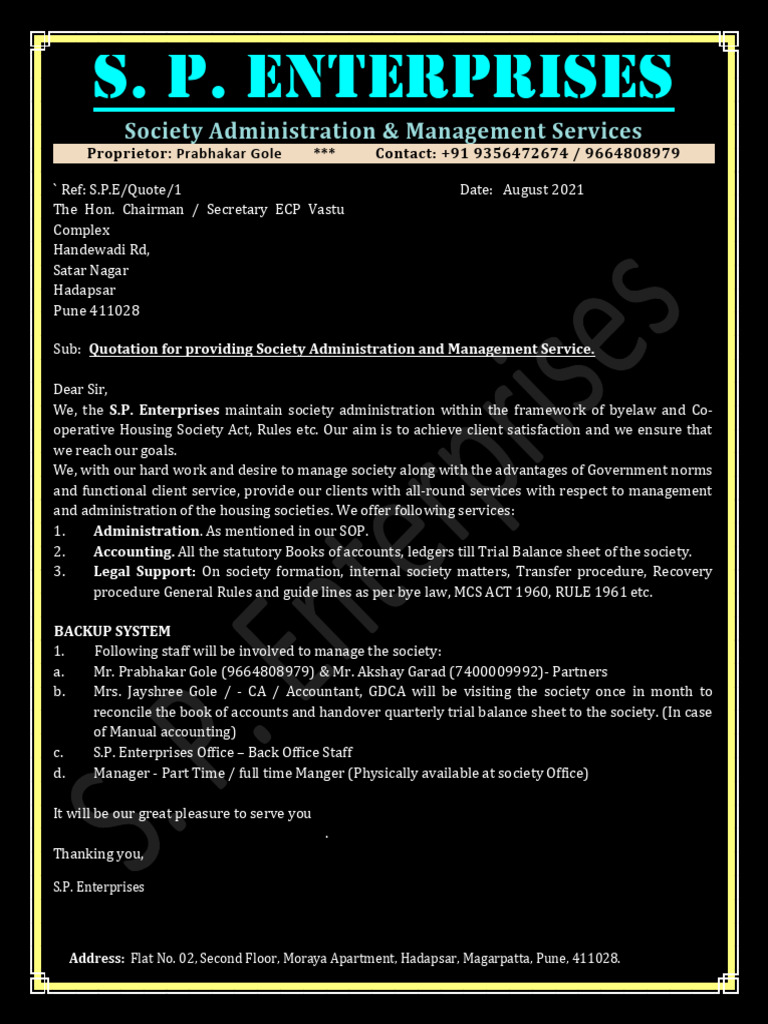 SP Enterprises Final - Inverted | PDF | Fee | Business