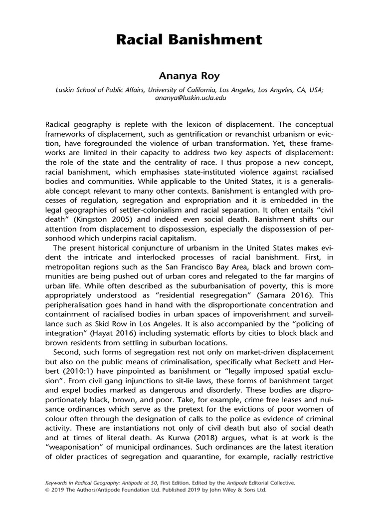 Ananya Roy in Radical Geography Antipode at 50 - 2019 - Antipode ...