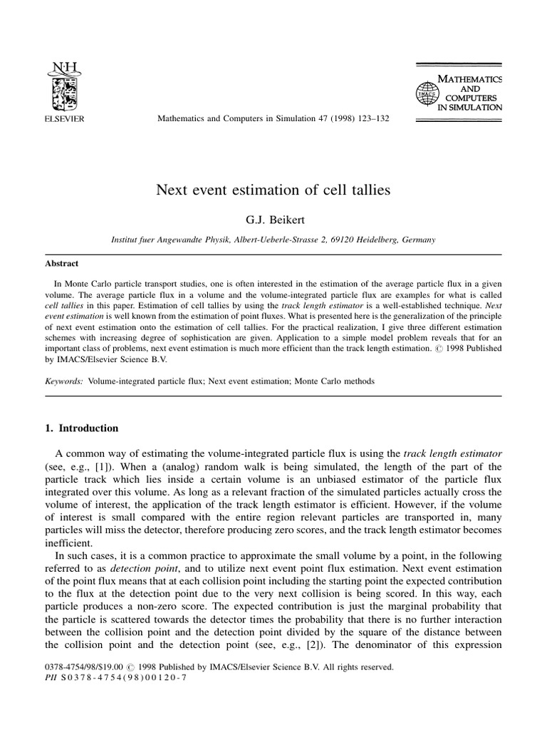 1998 - Next Event Estimation of Cell Tallies (Retrieved - 2025!02!14 ...