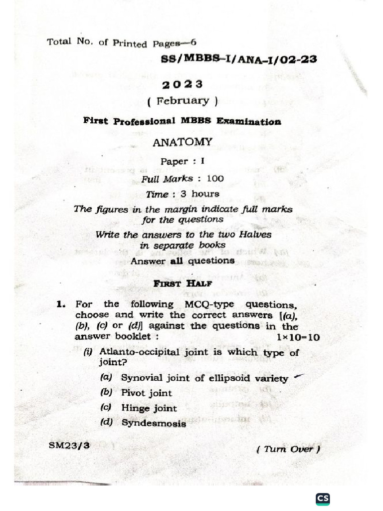 Anatomy 2021 - 22 - 23 | PDF