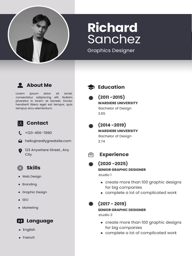 Black and Grey Simple Infographic Resume | PDF