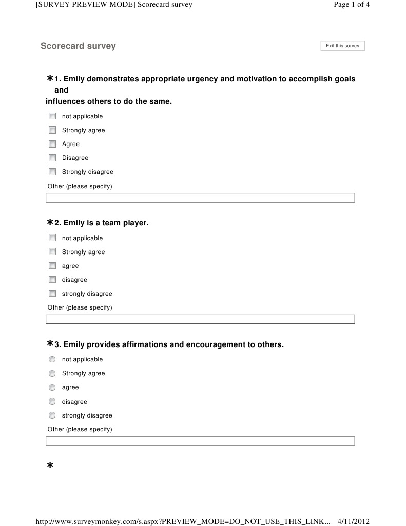 Scorecard Survey | PDF