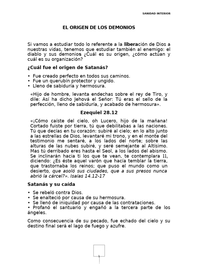 Origen y Naturaleza de los Demonios | PDF | Demonios | Diablo