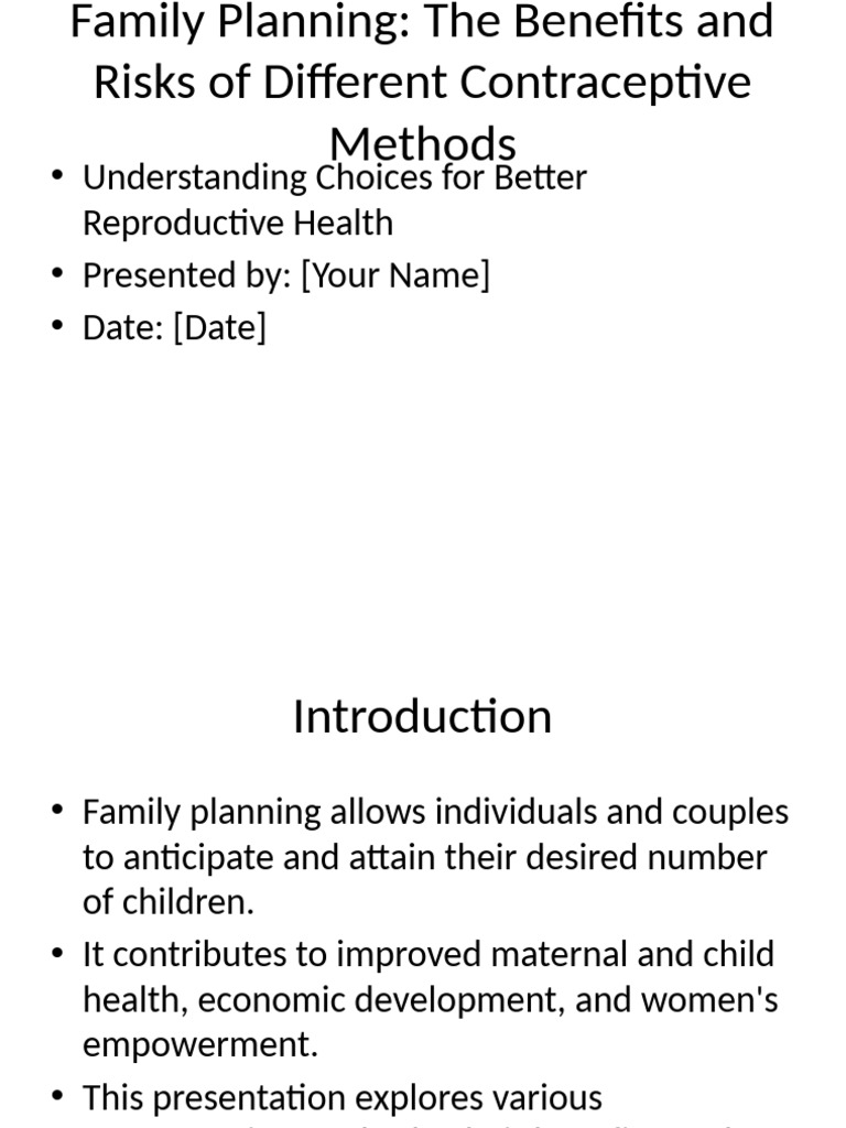 Family Planning It's Benefits and Risk | PDF | Birth Control | Family ...