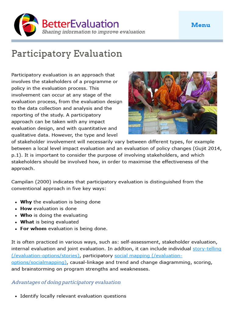Participatory Evaluation Framework Guide | PDF | Evaluation | Methodology