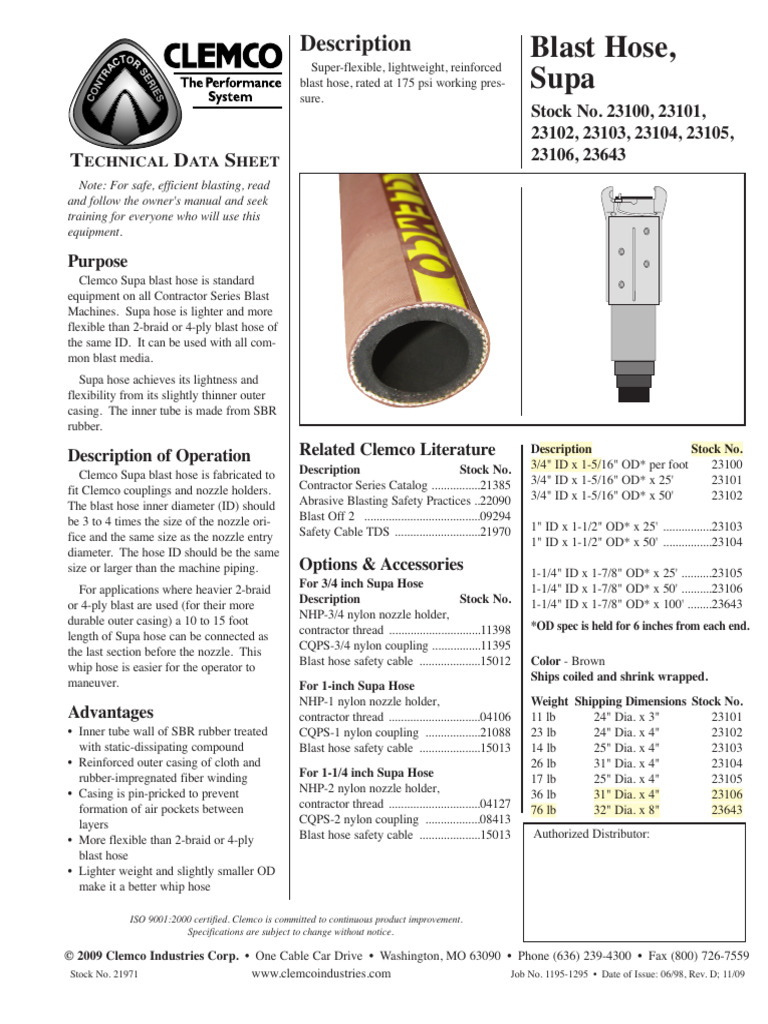 Ficha Tecnica - Blast Hose Supa F | PDF | Hose | Nylon