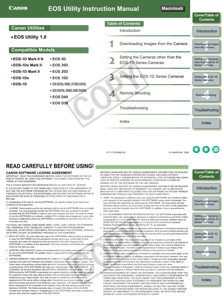 EOS Utility Instruction Manual: Canon Utilities | PDF | Canon Eos ...