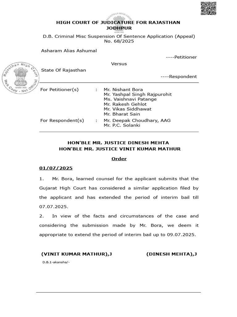 Mathur Bail Extension Order | PDF | Criminal Law | Public Law