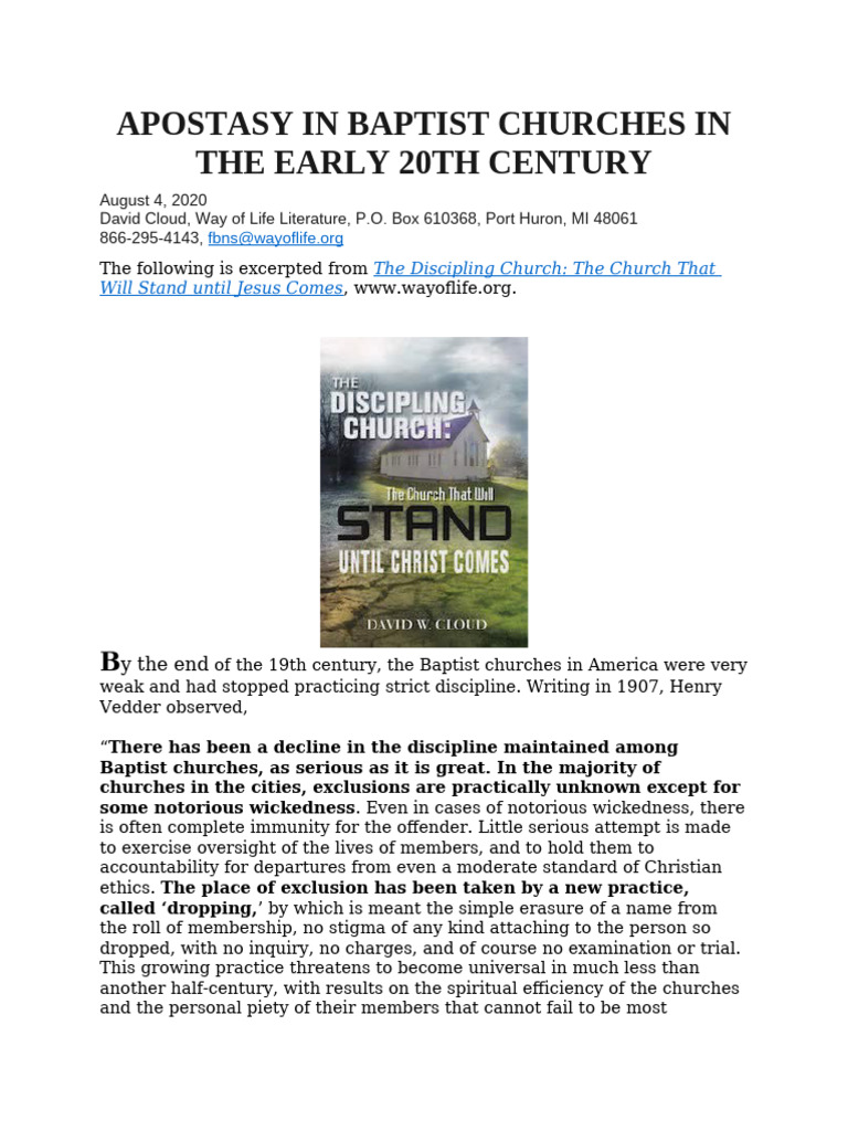 Apostasy in Early 20th Century Baptists | PDF | Baptists | Southern ...