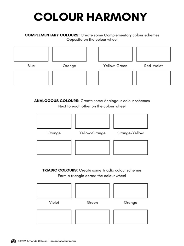 Colour Harmony Worksheet | PDF