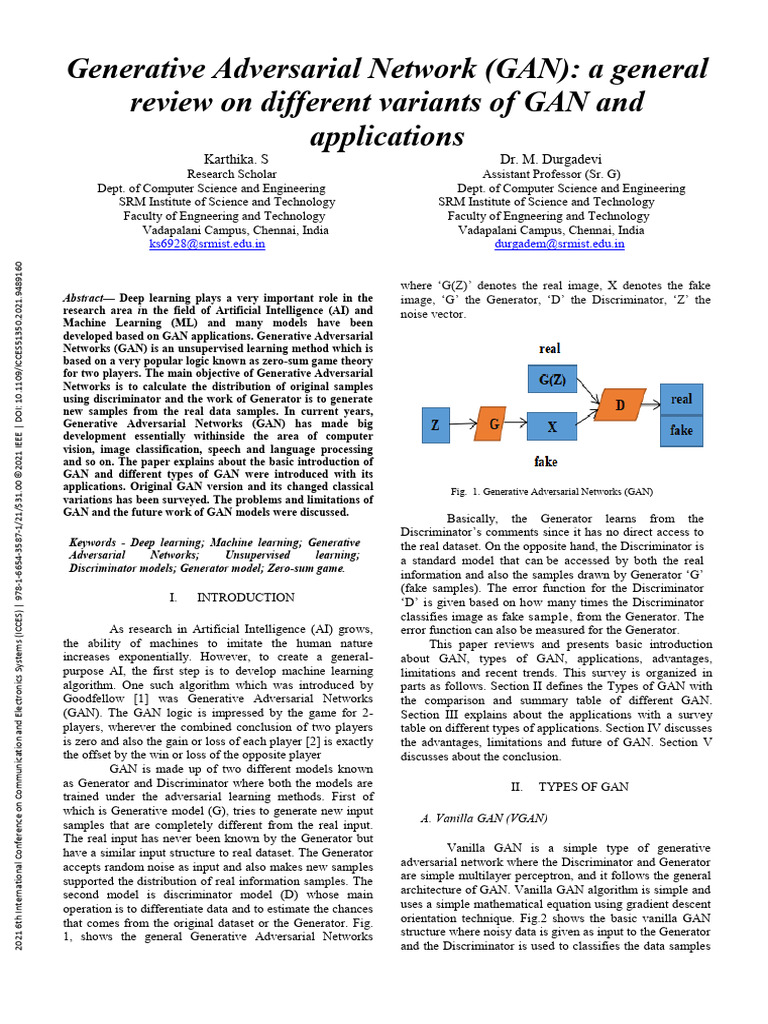 Generative Adversarial Network GAN A General Review On Different ...