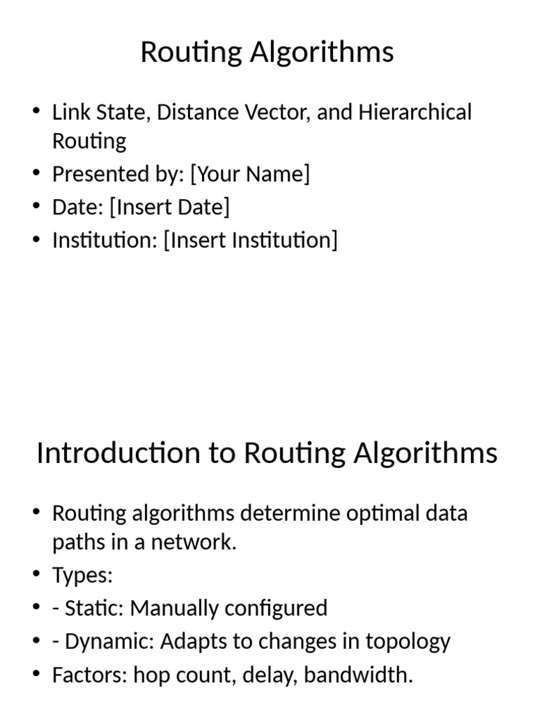 Routing Algorithms Presentation | PDF
