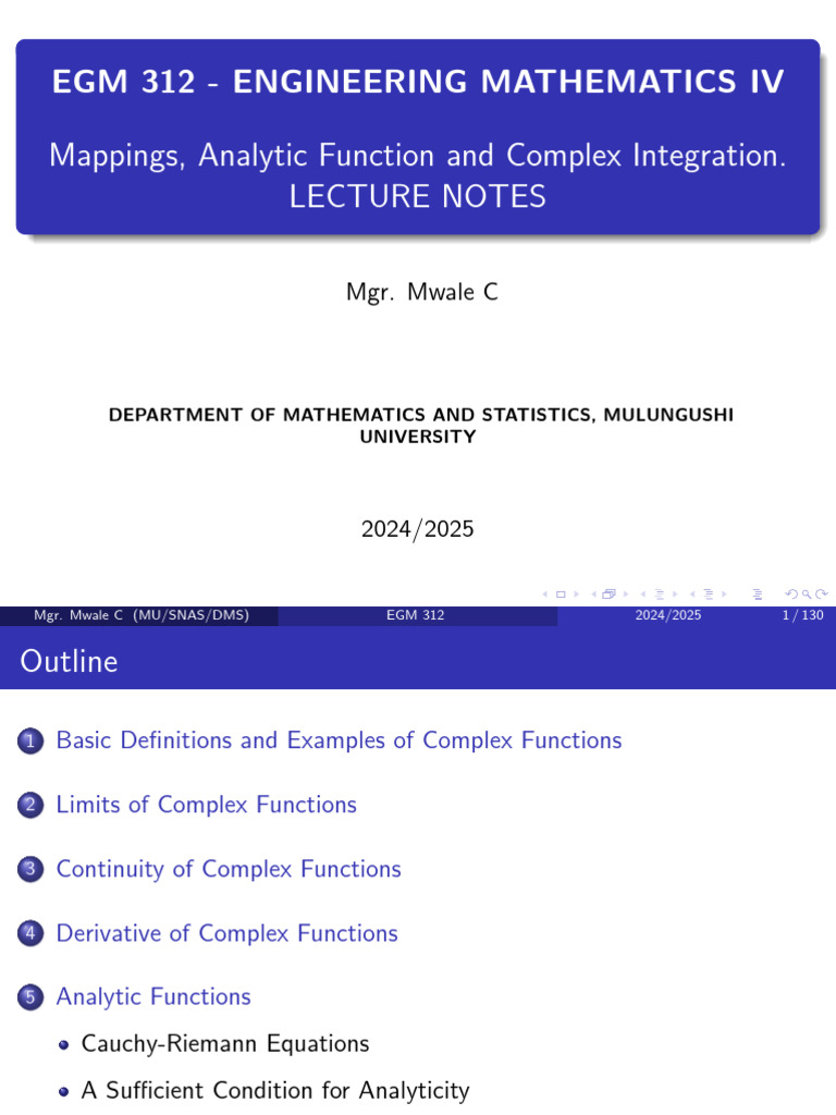 Functions of Complex Variables - 013449 | PDF | Function (Mathematics) | Integral